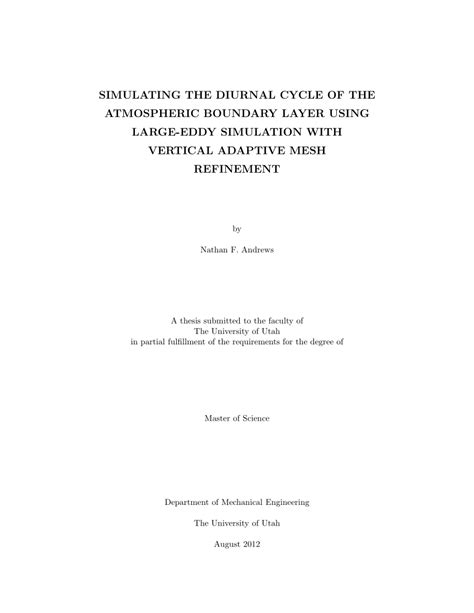 Pdf Simulating The Diurnal Cycle Of The Atmospheric Boundary Layer