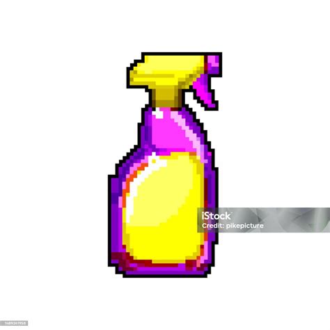 스프레이 유리 클리너 게임 픽셀 아트 벡터 일러스트레이션 가사 집안일에 대한 스톡 벡터 아트 및 기타 이미지 가사 집안일