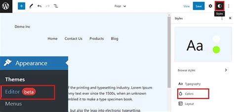 Go To The Colors Panel From The Full Site Editor