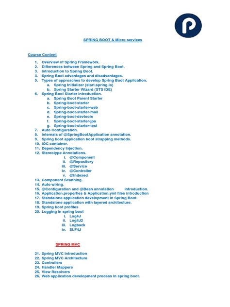 Springboot And Microservices Coursecontent By Pt Pdf