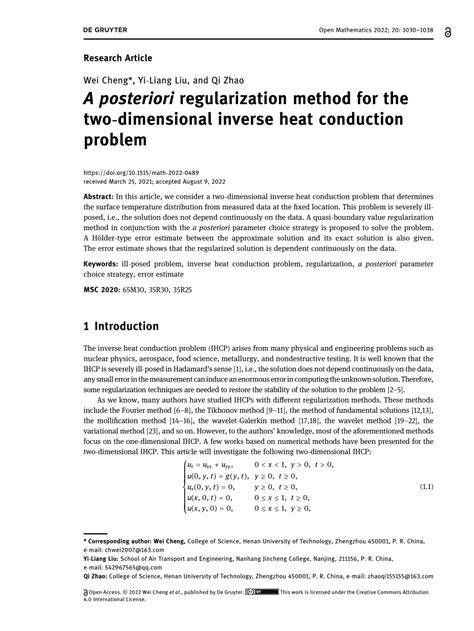 Pdf A Posteriori Regularization Method For The Two Dimensional