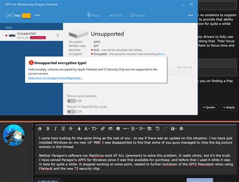 read mac apfs drive partition in windows boot camp macrumors forums