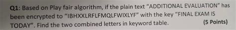 solved q1 based on play fair algorithm if the plain text