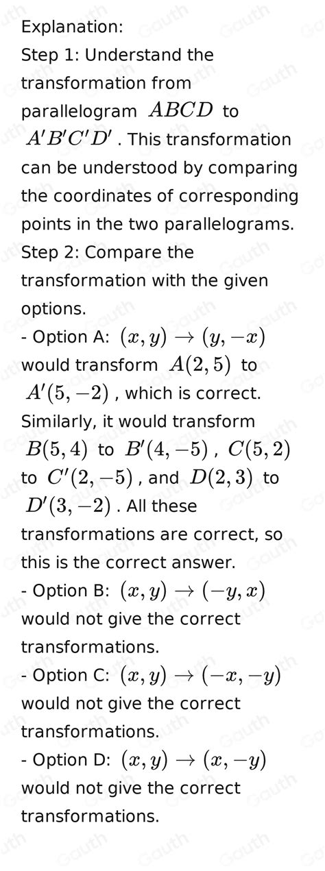 Solved Parallelogram ABCD Is Rotated To Create Image A B C D On A Coordinate Plane