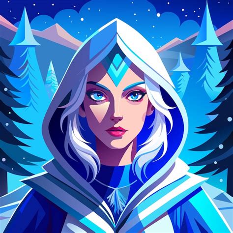 Mujer Mago De Hielo Dibujada A Mano Plana Elegante Pegatina De Dibujos