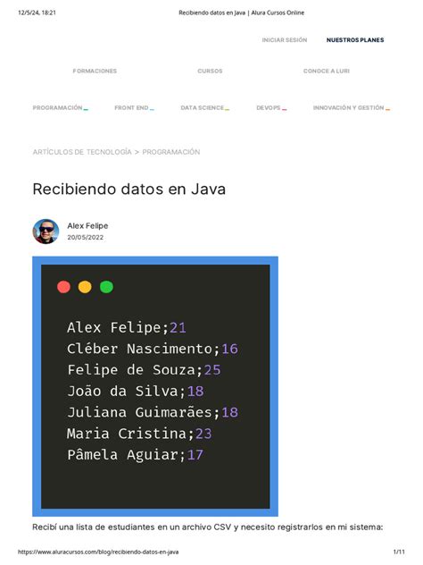 recibiendo datos en java alura cursos online descargar gratis pdf