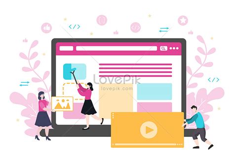 플랫 웹 개발 벡터 일러스트 무료 다운로드 Lovepik