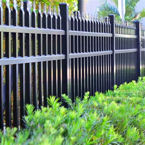 Durable Black Aluminum Garden Fence With Elegant 3 Rail Design Heavy Duty Fence And Black