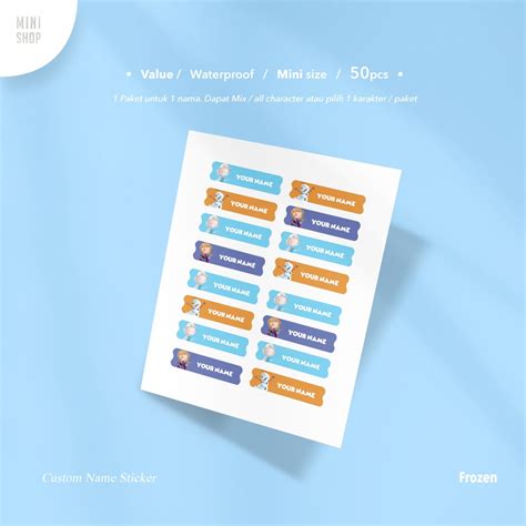 Jual Stiker Nama Custom Waterproof Frozen Elsa Anna Olaf Shopee Indonesia