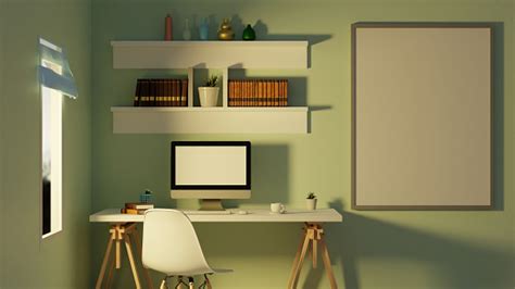 작업 영역 및 빈 화면 데스크톱 컴퓨터 흰색 책상에 모형 데스크톱 컴퓨터 커피 머그잔 식물 홈 오피스 액세서리 3d 렌더링 서재에 대한 스톡 사진 및 기타 이미지 Istock