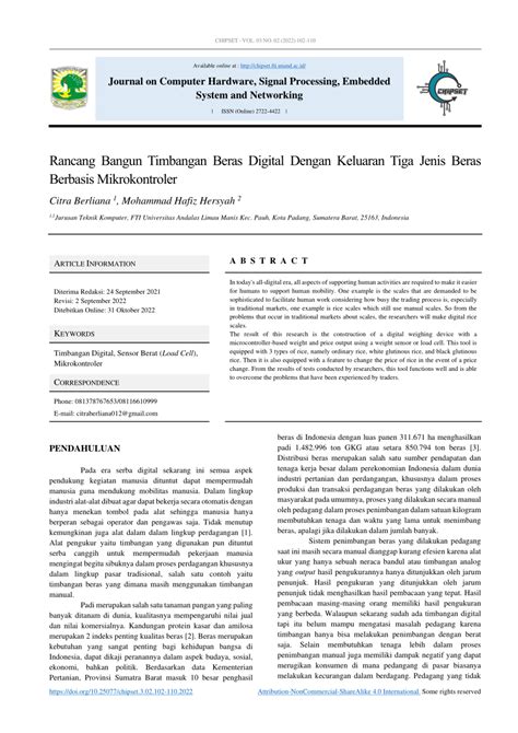 Pdf Rancang Bangun Timbangan Beras Digital Dengan Keluaran Tiga Jenis