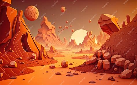 Premium Photo A Red Planet Mars Space Cartoon Background