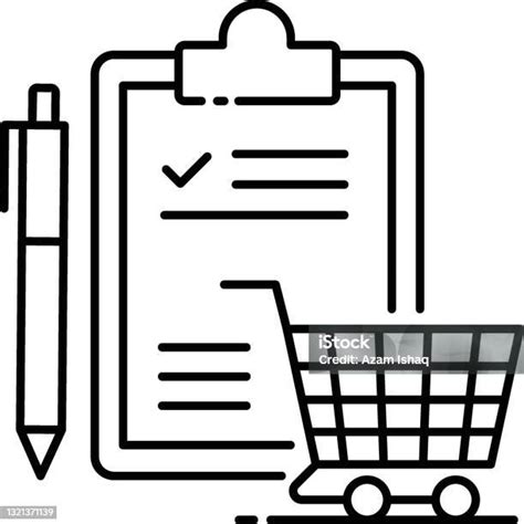 구매 주문 목록 개념 구매자 카트 또는 트롤리 벡터 아이콘 디자인 비즈니스 및 관리 기호 은행 및 금융 기호 전자 상거래 및 배달 주식 일러스트 소매 소비자주의에 대한 스톡