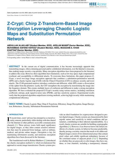 pdf z crypt chirp z transform based image encryption leveraging
