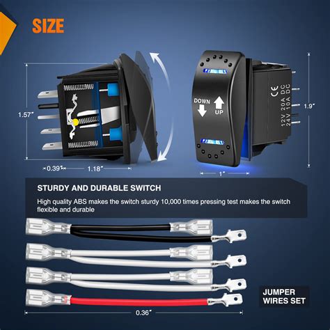 Getuscart Nilight Down Up Polarity Reverse Switch Dpdt 20a 7pin Momentary Rocker Switch On Off