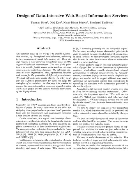 Pdf Design Of Data Intensive Web Based Information Services