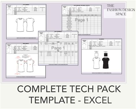 Complete Tech Pack Template Excel Fashion Tech Pack Technical Tech