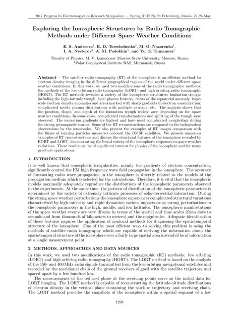 pdf exploring the ionospheric structures by radio tomographic methods