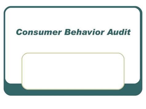 Consumer Audit Docx