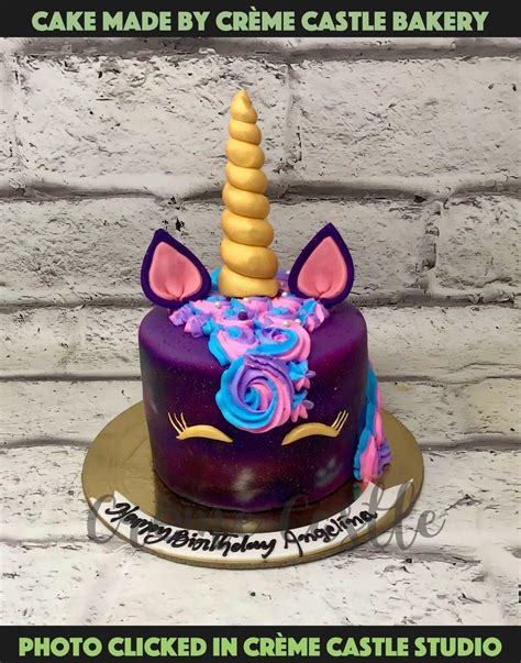 Purple Unicorn Design Cake Creme Castle