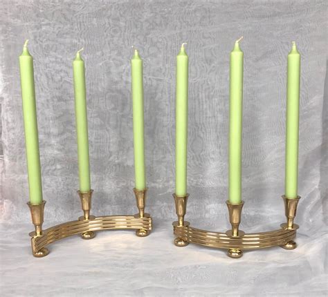 Vintage Dirilyte Brass Candle Holders Mid Century Modern Candlestick