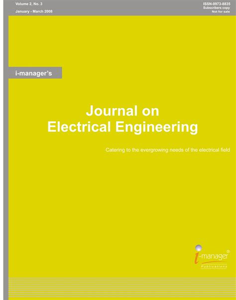 I Managers Journal On Electrical Engineering January 2013