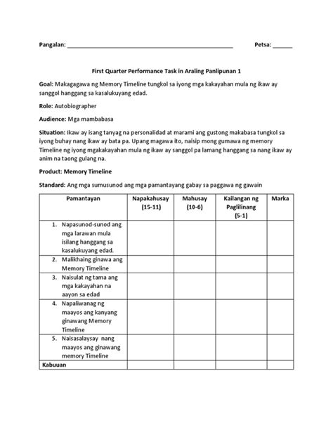 1st Performance Task Ap 1 4 And Fil 8 Pdf