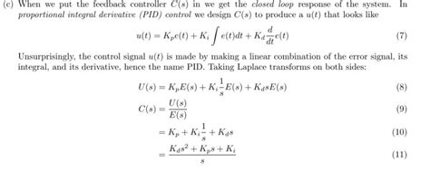 Solved Problem 8 Pid Feedback Control This Problem Is