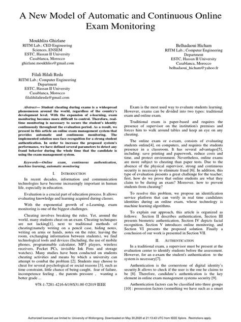 A New Model Of Automatic And Continuous Online Exam Monitoring Pdf