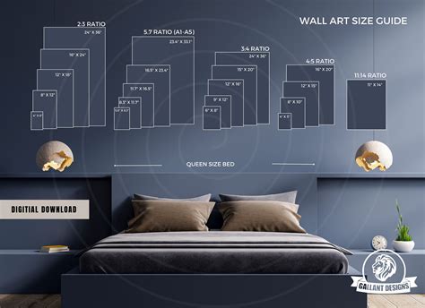 Bedroom Wall Art Size Guide Mock Up Wall Art Size Chart Navy Blue