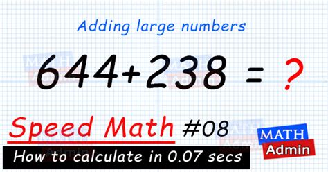 Speed Math Adding Large Numbers Math Admin