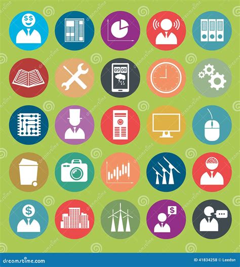 Vector Flat Style Icons Stock Vector Illustration Of Clock