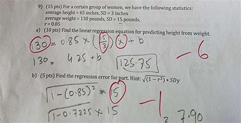 Solved 9 15 Pts For A Certain Group Of Women We Have The Chegg Com
