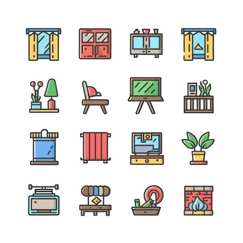 Premium Vector Interior Design Vector Illustration Set