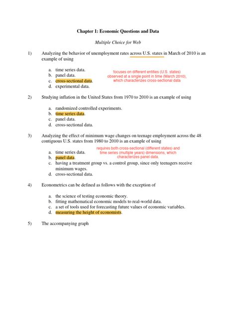 Ch 01 Quiz Pdf Time Series Econometrics