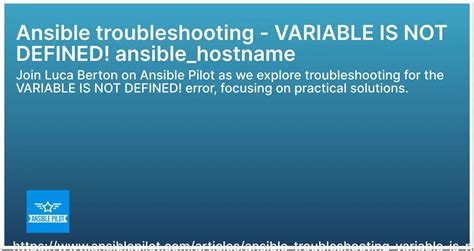 Ansible Troubleshooting Variable Is Not Defined Ansiblehostname