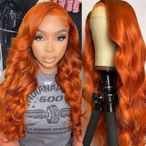 Ginger Color Body Wave Wig Hd Lace Front Wigs 180 Density Human Hair