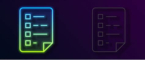 검은 색 배경에 격리 된 체크리스트 아이콘이있는 빛나는 네온 라인 클립 보드 컨트롤 목록 기호입니다 설문 조사 또는 설문조사