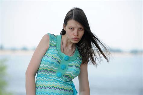Pretty Woman From Volgograd On The Shore Of The Great Russian River