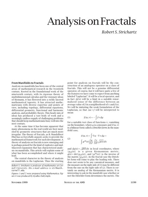 Robert S Strichartz Analysis On Fractals Pdf Eigenvalues And Eigenvectors Mathematical