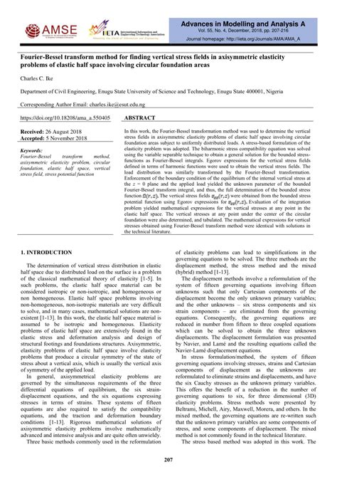 Pdf Fourier Bessel Transform Method For Finding Vertical Stress