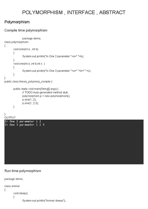 Polymorphism Interface Abstract Polymorphism Interface