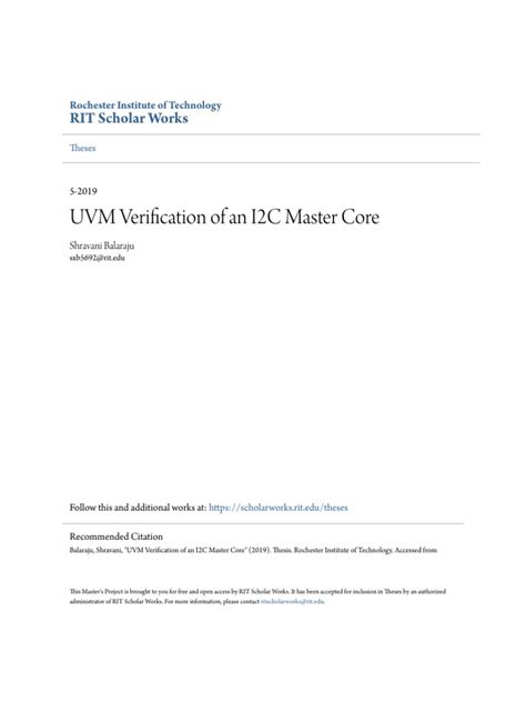Uvm Verification Of An I2c Master Core Pdf Pdf Digital Electronics