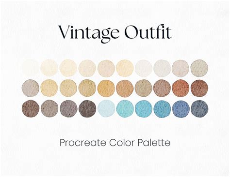 Vintage Outfit Procreate Color Palette Procreate Color Palette Brown Color Palette Procreate