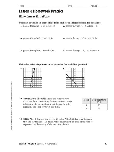 Lesson 6 Homework Practice Drake Pdf Equations Mathematical Objects