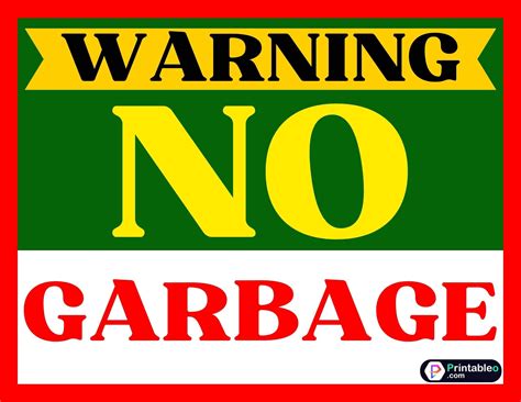 27printable Trash And Garbage Sign Download Free Pdfs Waste Disposal
