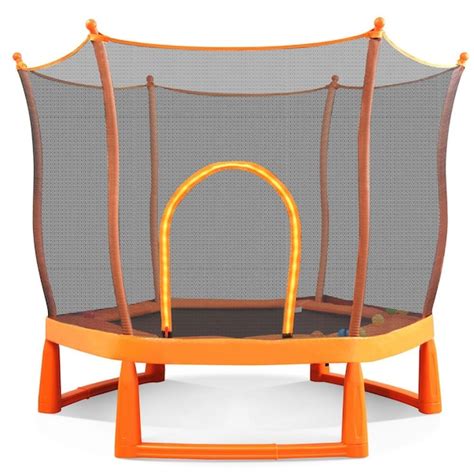 6 Ft Indoor Polygonal Orange Trampoline With Safety Enclosure Net And