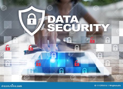 Data Protection And Cyber Security Concept On The Virtual Screen Stock