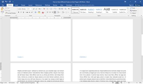 How To Have A Different Footer On Each Page In Ms Word Officebeginner