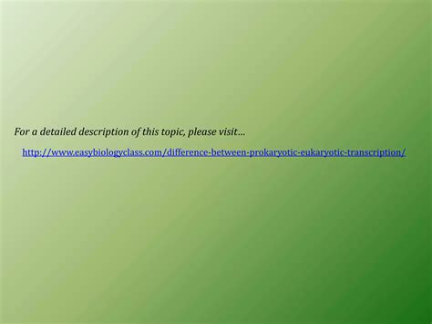 Difference Between Prokaryotic And Eukaryotic Transcription Ppt And Pdf PPTX